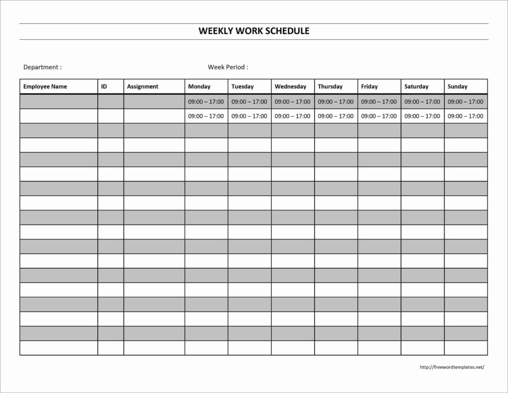 Free Printable Work Schedule Template
