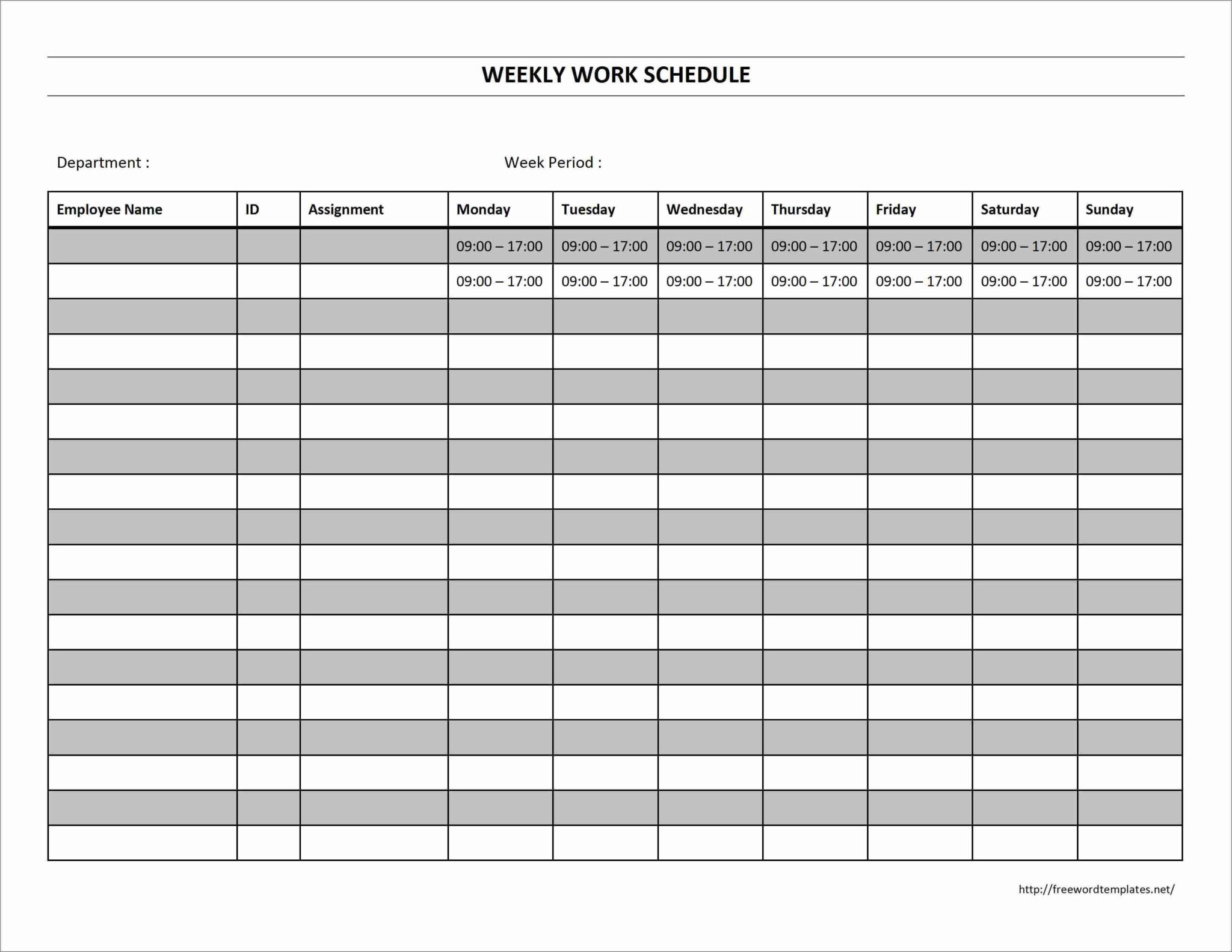 Free Printable Work Schedule Template