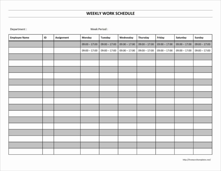 Free Printable Work Schedule Template