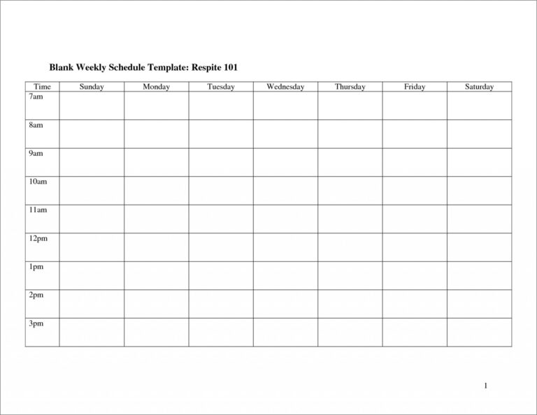 Free Printable Work Schedule Template